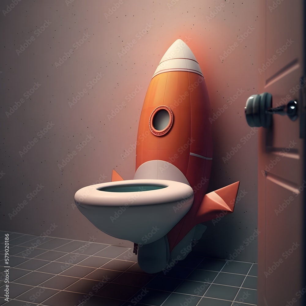rocket toilet created using Generative AI Technology Stock Illustration | Adobe Stock
