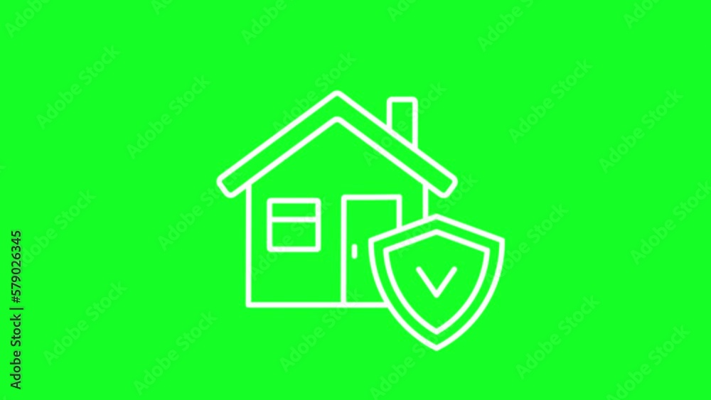 Animated fire cover white line icon. Property protection and coverage ...