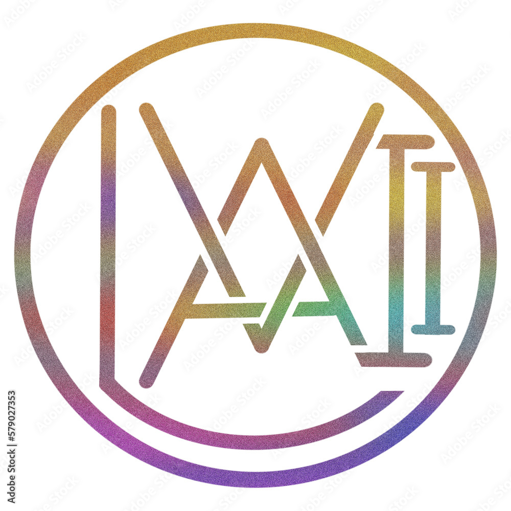 Beautiful multi-colored line drawing, Symbol design with letters O, L ...