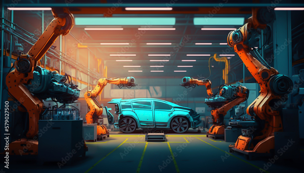 A factory chief engineer wears a VR headset while designing a robotic ...