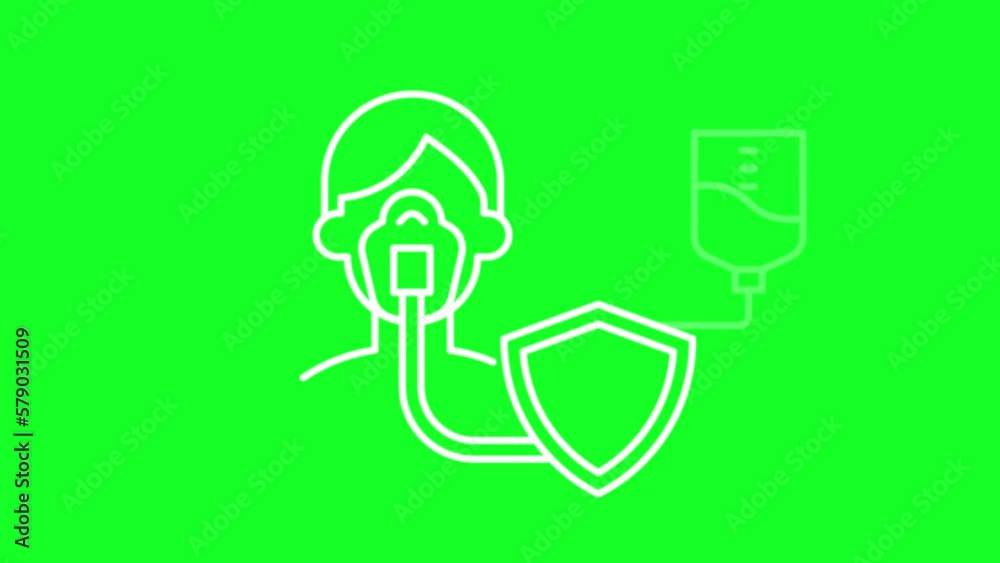 Animated condition white line icon. Critical illness insurance. Loop HD ...