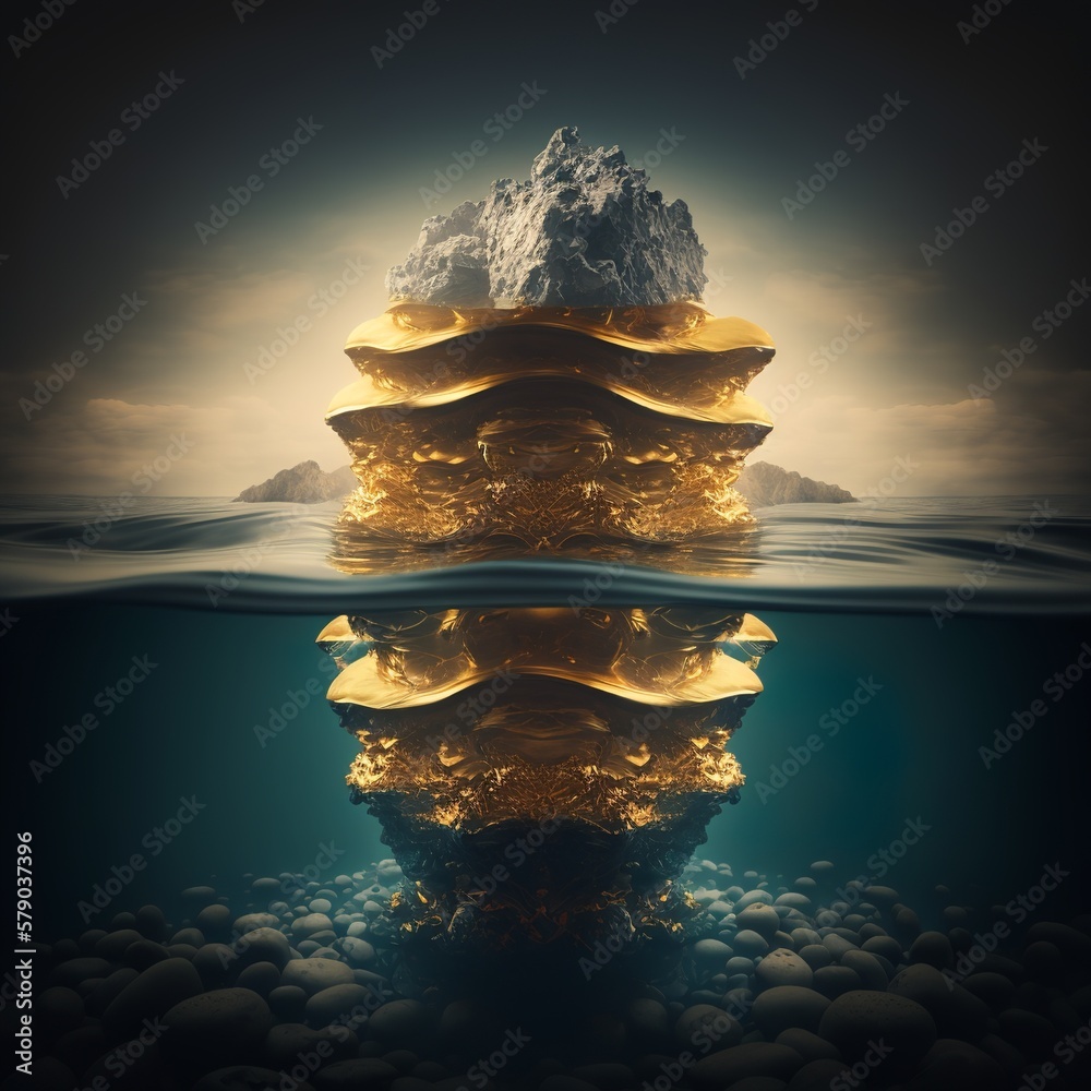nuggets of gold stacked on top of each other and floating opposite each ...