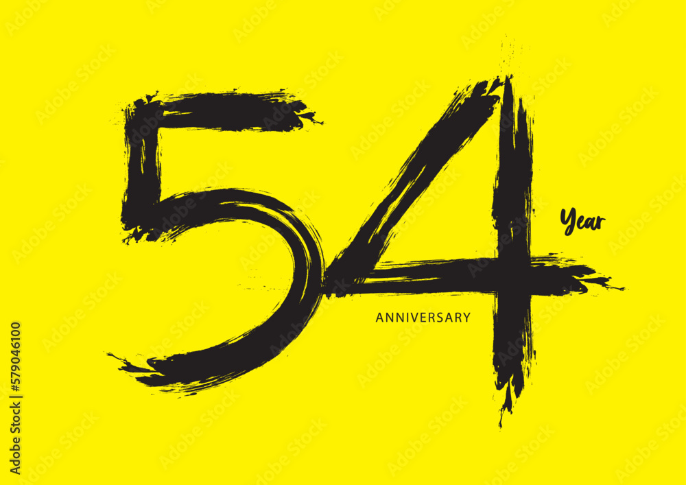 54 year anniversary celebration logotype on yellow background, 54 ...