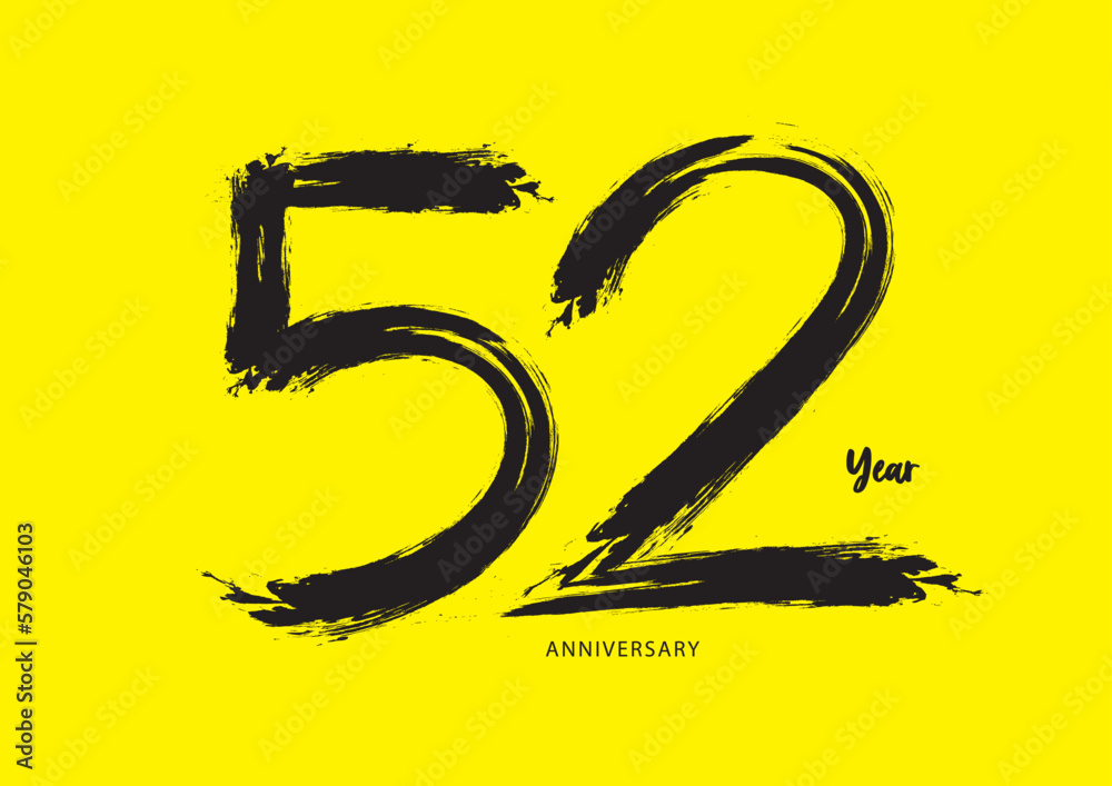 Vecteur Stock 52 year anniversary celebration logotype on yellow ...