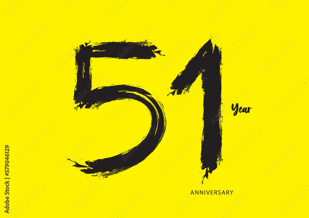 51 year anniversary celebration logotype on yellow background, 51 ...