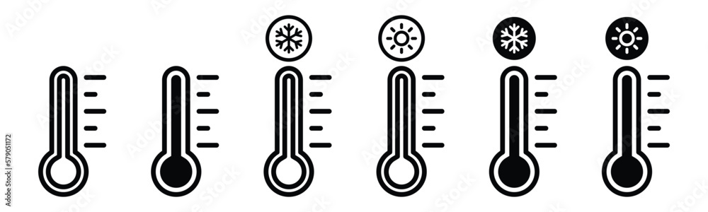 Grafika wektorowa Stock: Temperature icon set. Temperature scale icon ...