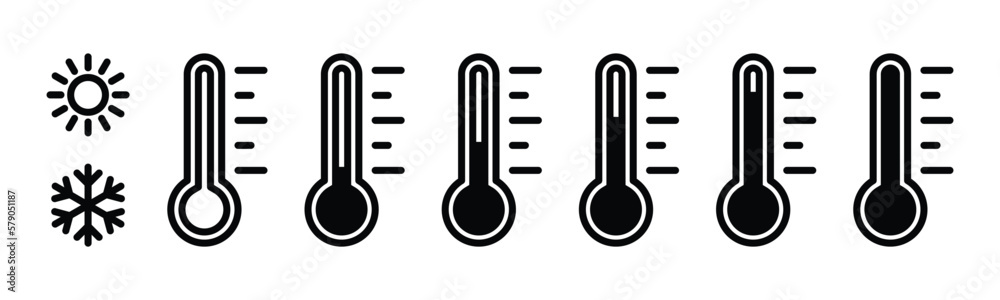 Temperature icon set. Temperature scale icon symbol. Weather sign ...