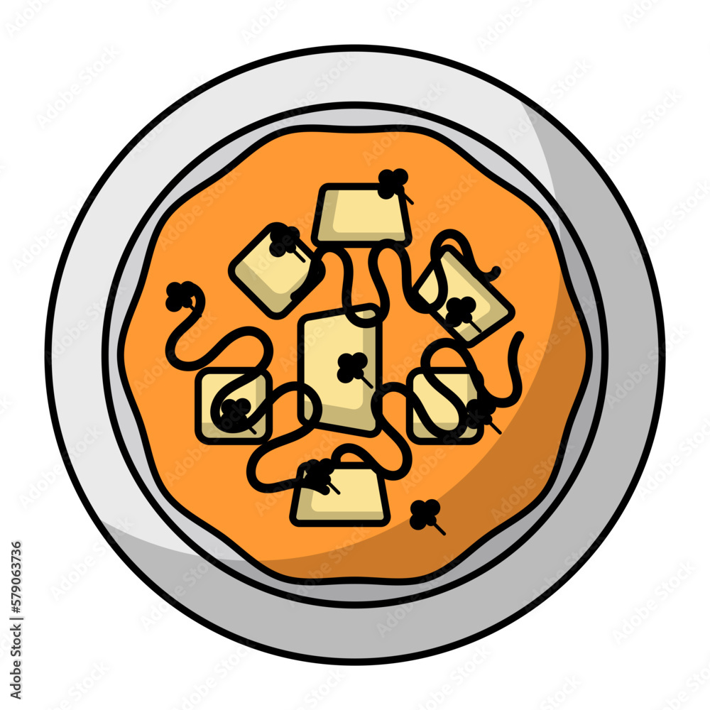Shahi paneer Curry Concept, Creamy Mughlai cuisine vector outline color ...