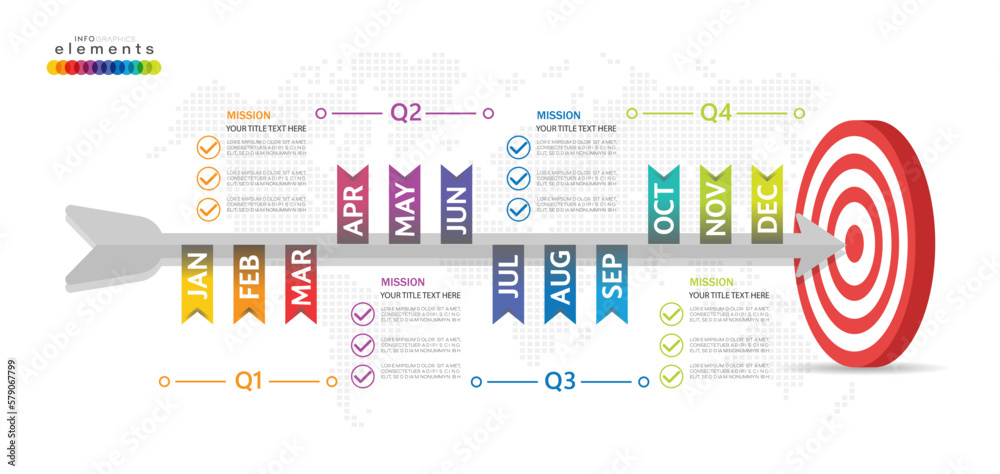 Infographic template for business. 12 Months modern Timeline diagram ...