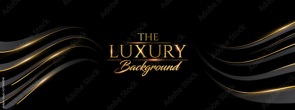 Black Golden Side Corner Flowing Wave Lines Award Background. Luxury ...