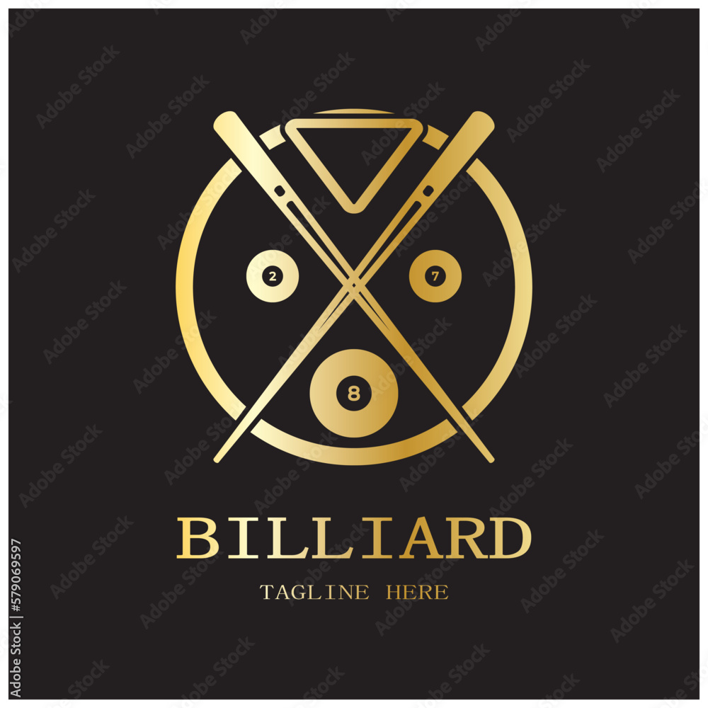 simple billiards logo template illustration with billiard balls and ...