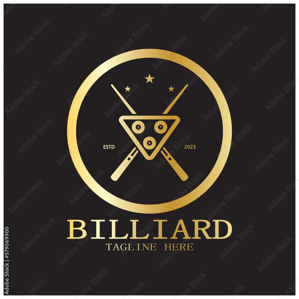 simple billiards logo template illustration with billiard balls and ...