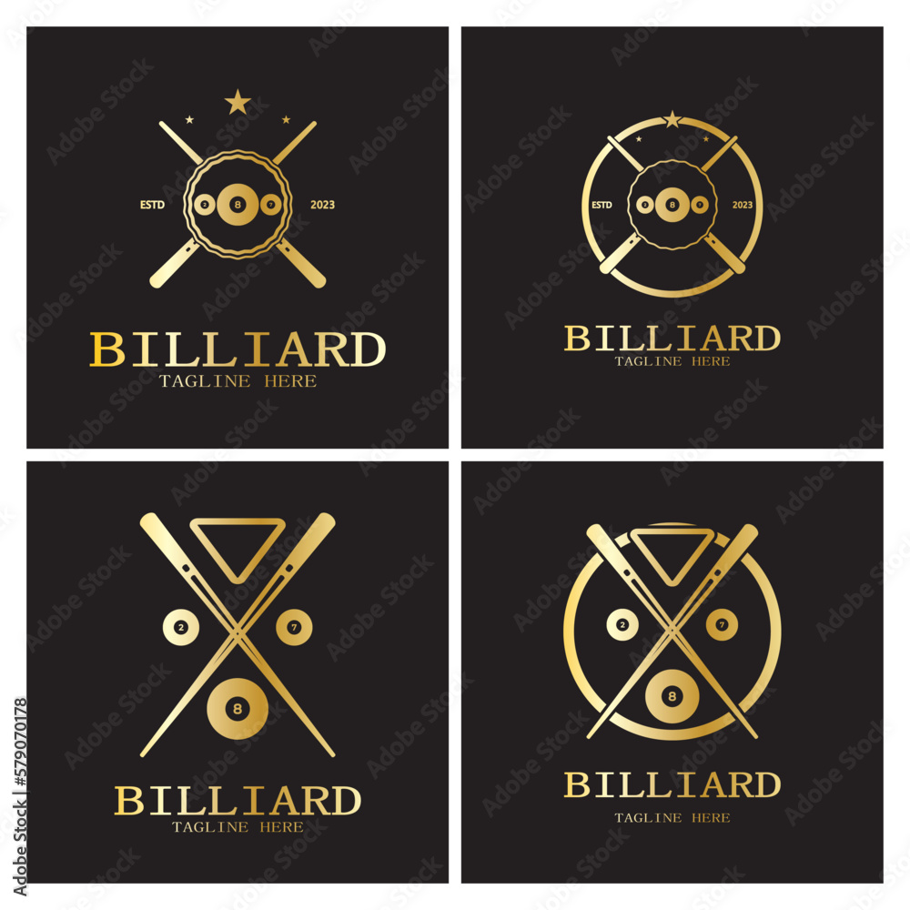 simple billiards logo template illustration with billiard balls and ...