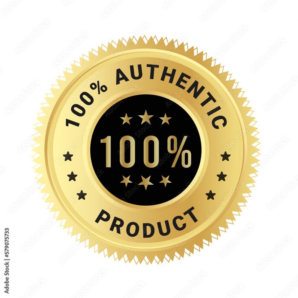 Authentic product label, 100 percent Authentic product vector logo ...