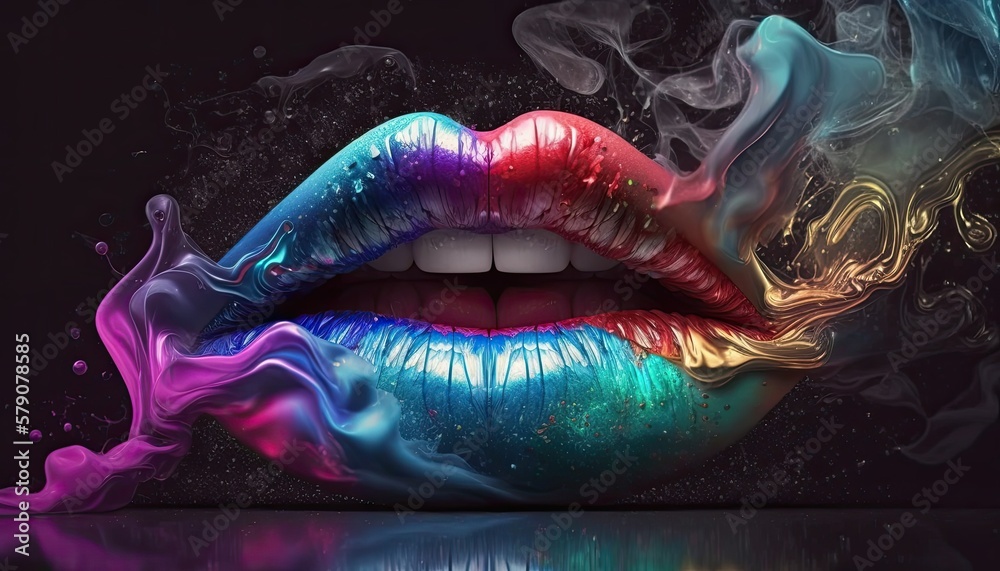 Lips Colorful Smoke