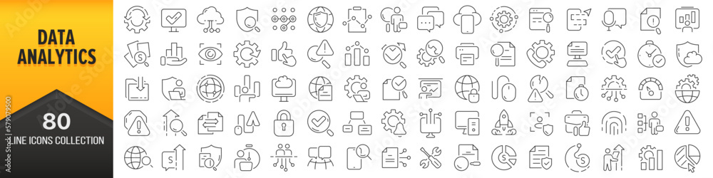 Data analytics line icons collection. Big UI icon set in a flat design ...