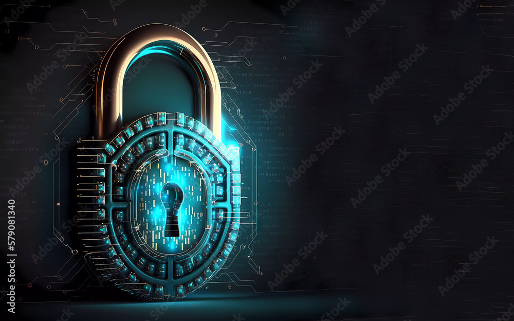 Internet security system. Lock with hacker virus code. Generative AI ...