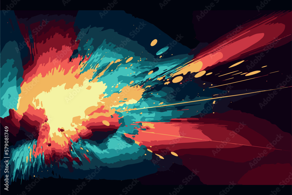 Space background. Colorful explosion on dark wallpaper. Vector art ...