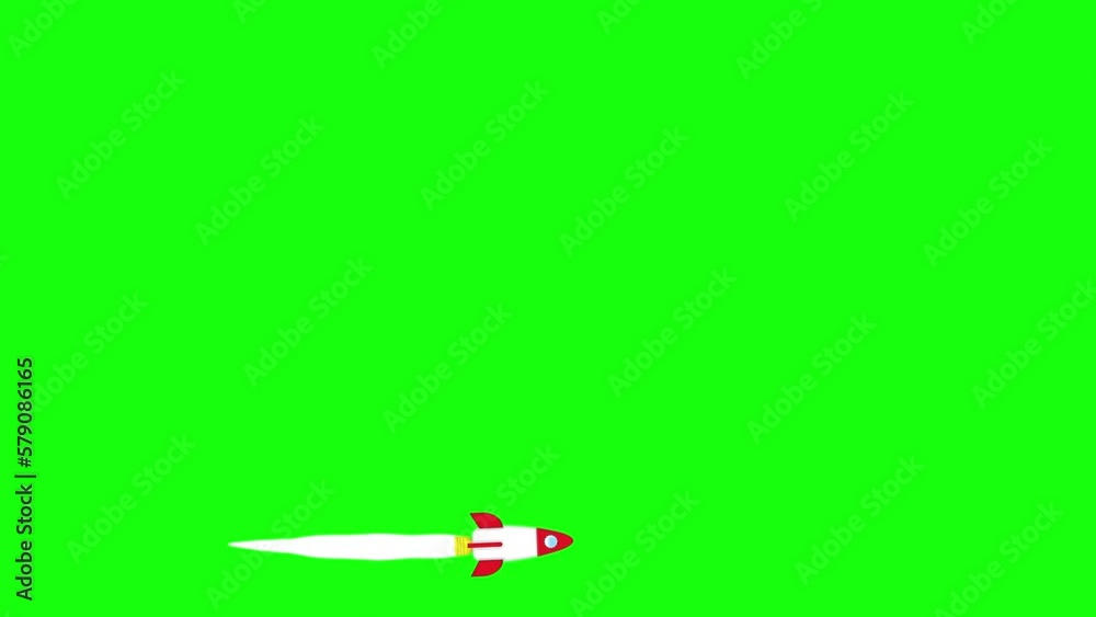 motion animated footage, rocket launch with exhaust, green screen ...