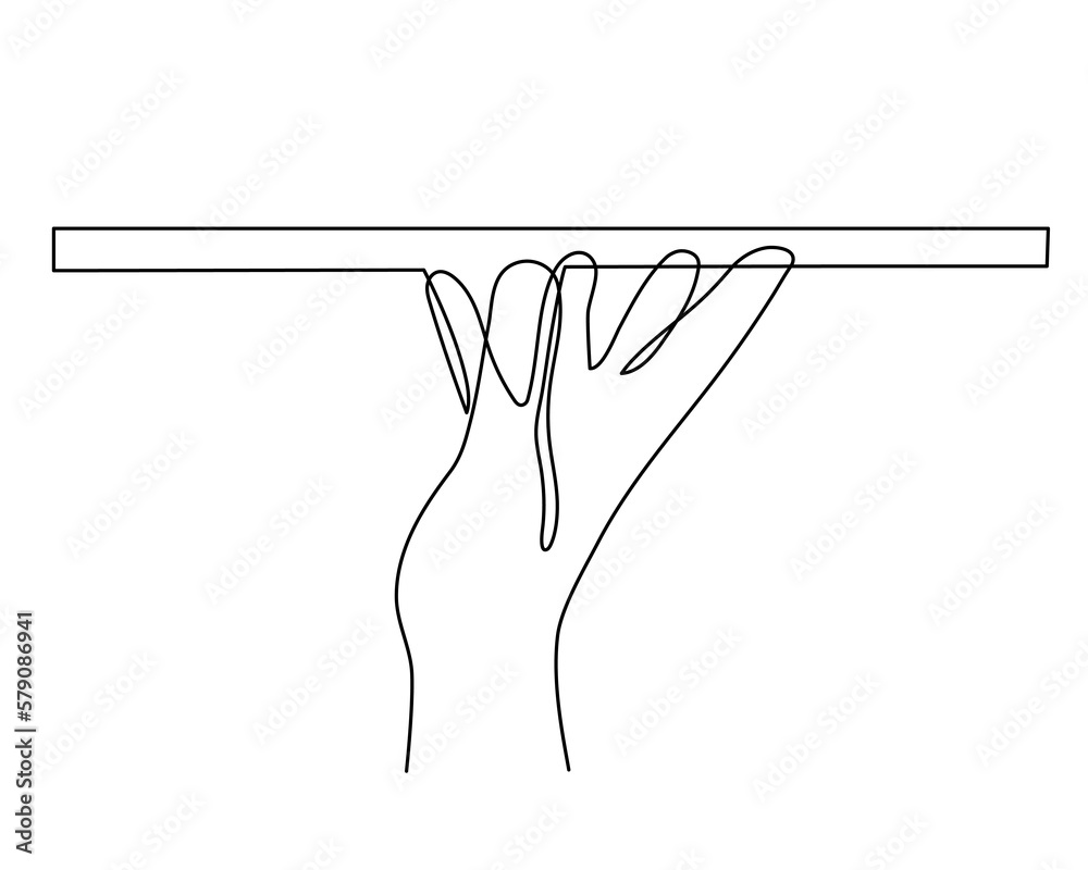 Hand holding tray one-line art,hand drawn continuous contour.Waiter ...
