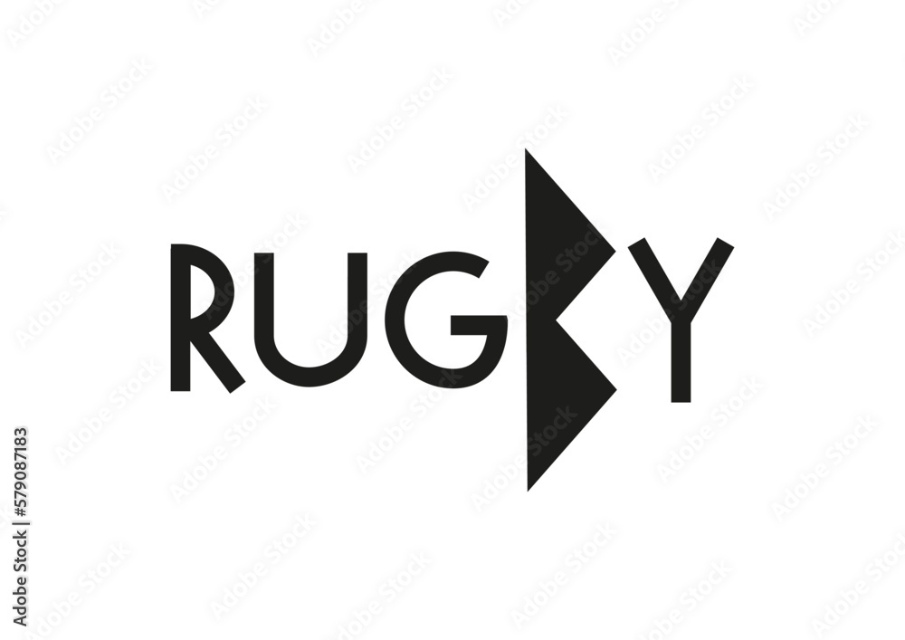 Lettering of rugby in black isolated on white background for poster ...