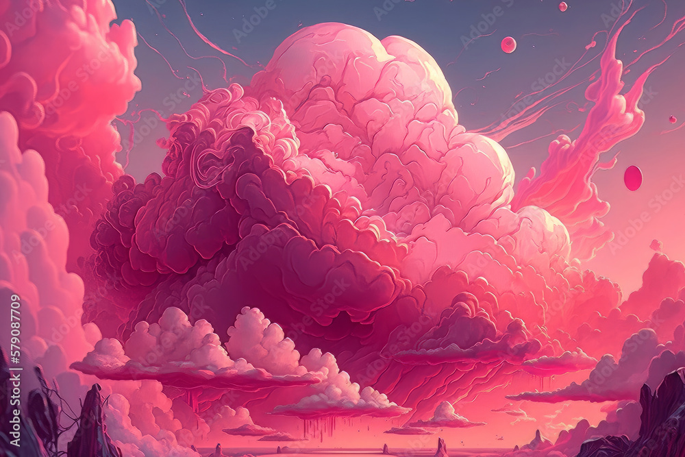 Experience the magic of a pink sky with whimsical pink clouds. This ...