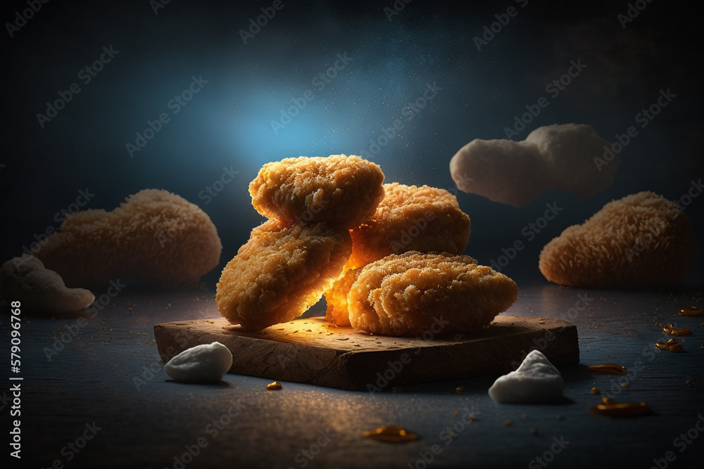 ภาพประกอบสต็อก chicken nuggets, created by a neural network, Generative ...