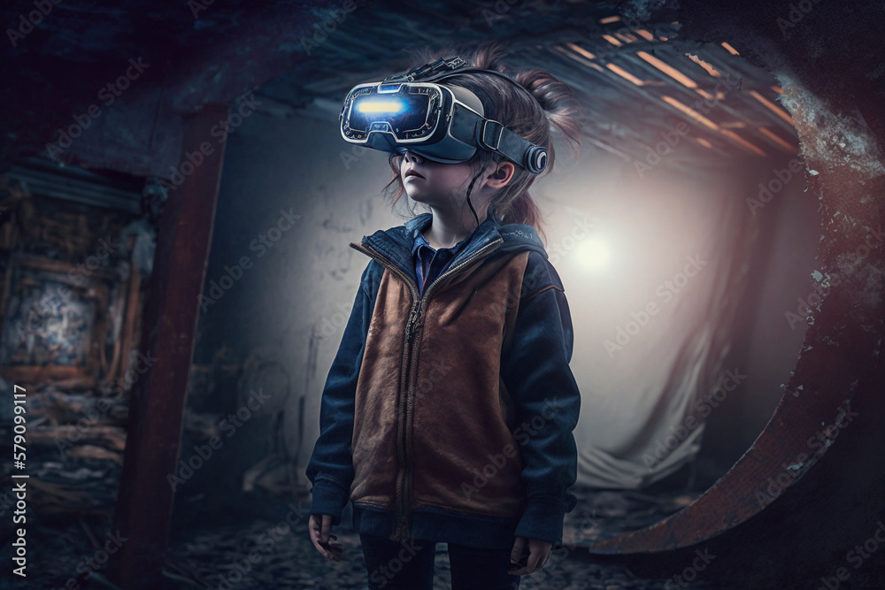 a homeless child in a vr helmet, created by a neural network ...