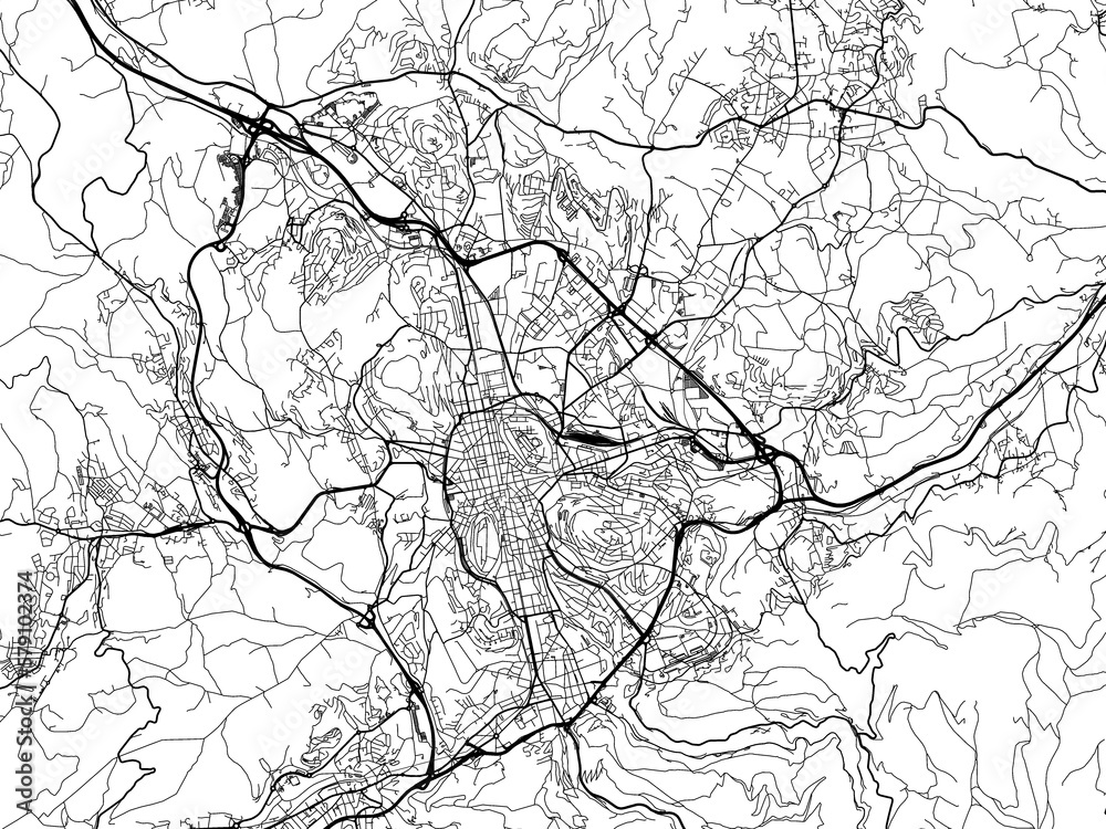 Road map of the city of Saint-Etienne in France on a transparent ...