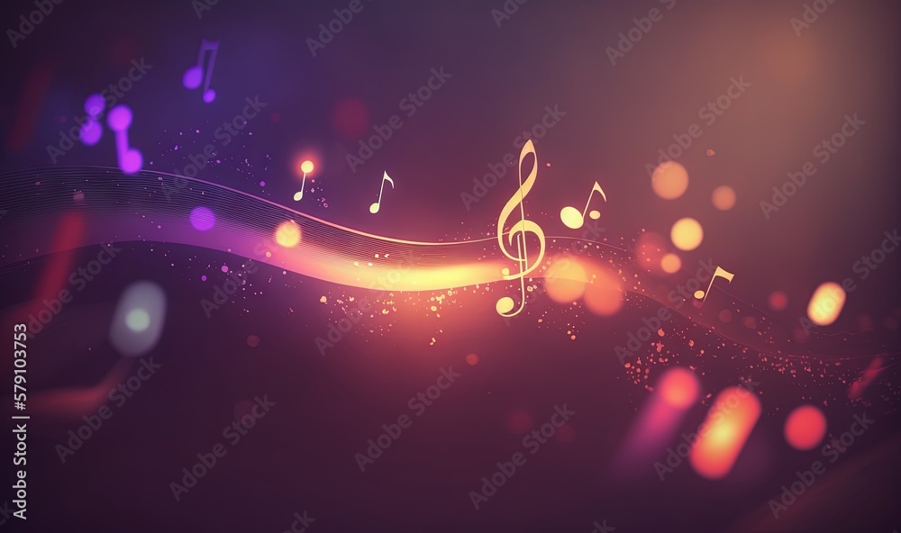 a musical note on a dark background with bokeh Stock Illustration ...