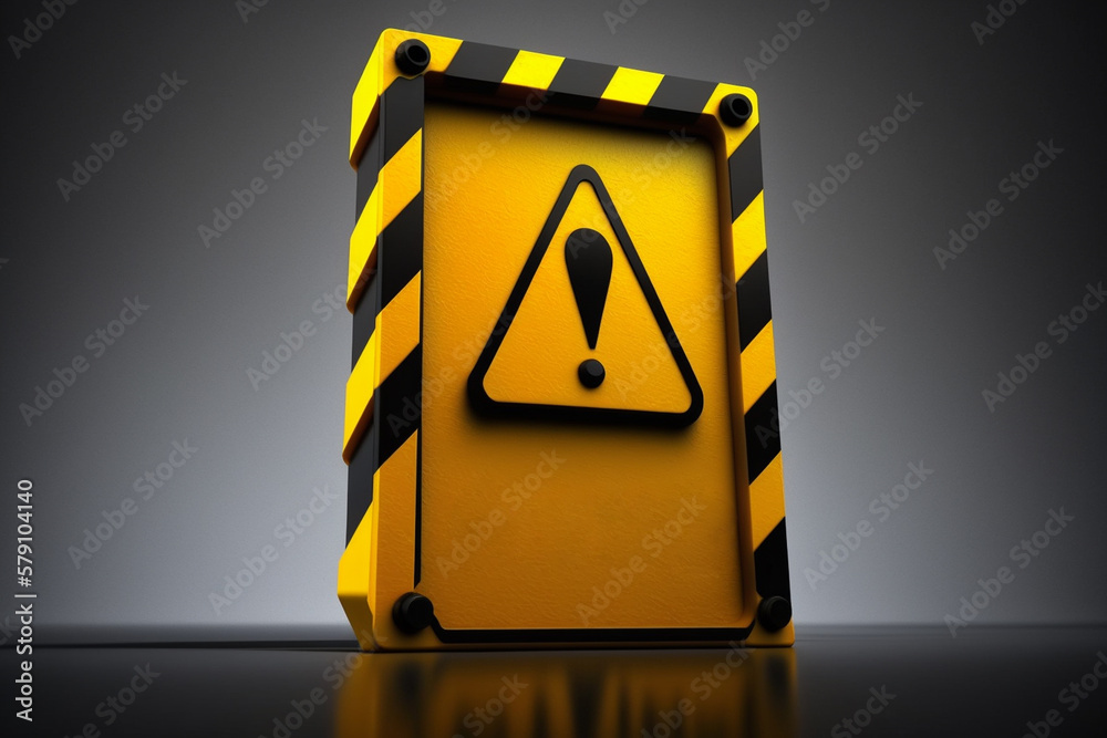Yellow warning sign, created by a neural network, Generative AI ...
