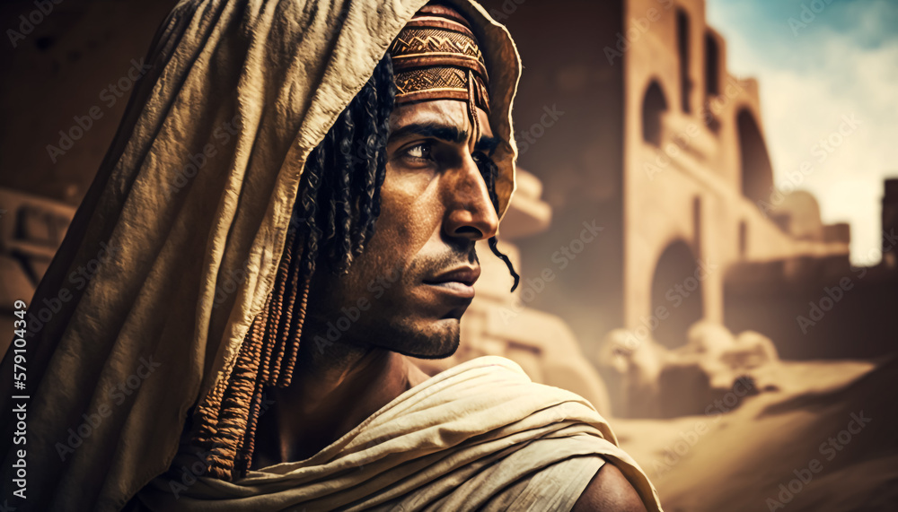 Abstract art. Colorful painting art portrait of Joseph in Egypt. Old ...