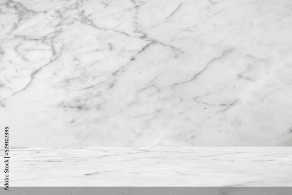 white marble table with natural wall texture background for mockup ...