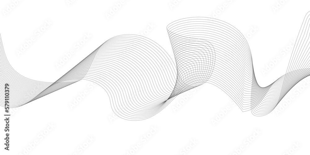 Abstract grey wave lines on transparent background. Digital frequency ...