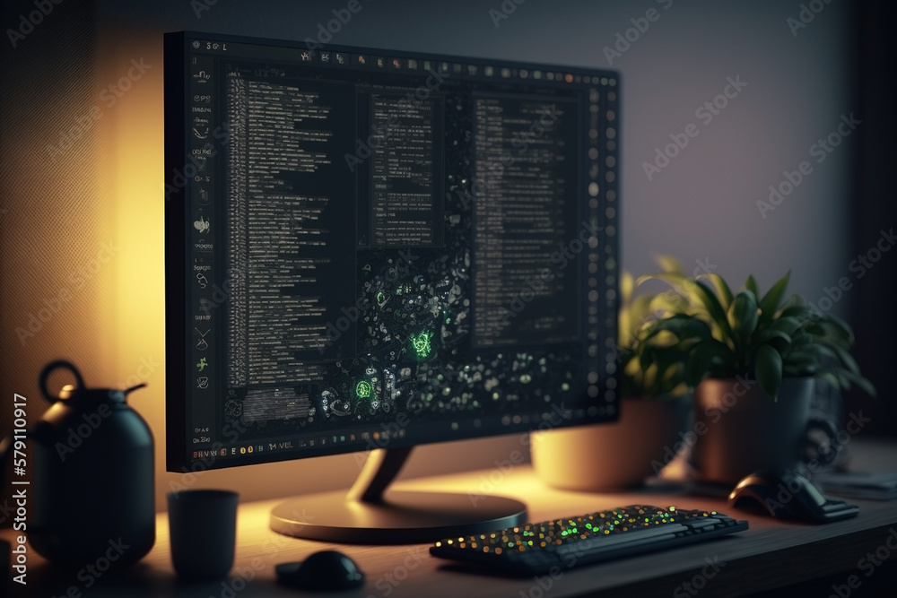 fantastic software development programming on the computer screen ...
