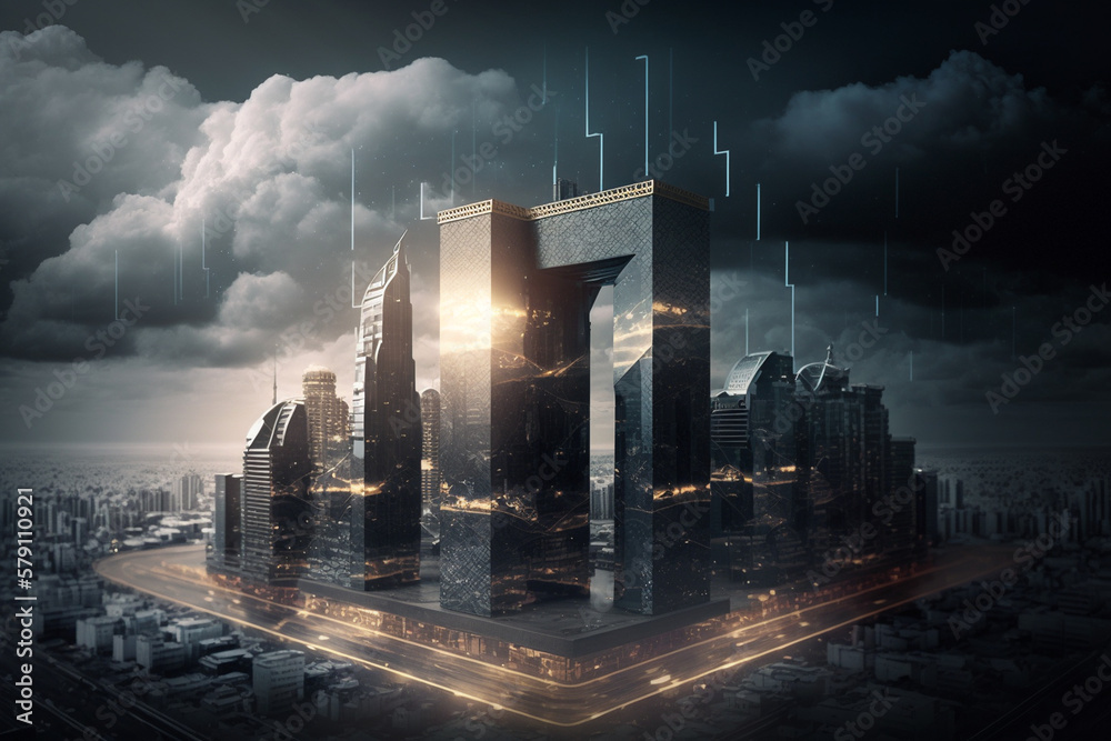smart city, a futuristic city - computer concept, created by a neural ...