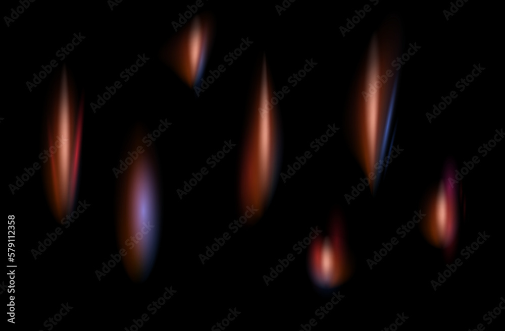 Fiery flash, ray of light. Spectrum of burning highlights, through ...