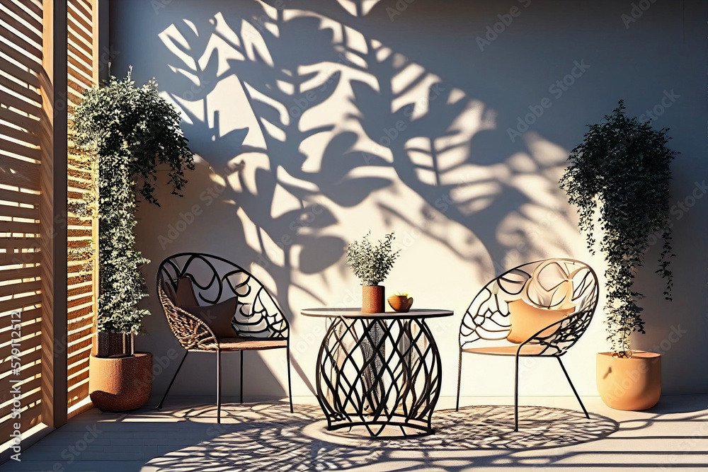 Modern contemporary loft style outdoor terrace 3d render, decorated ...