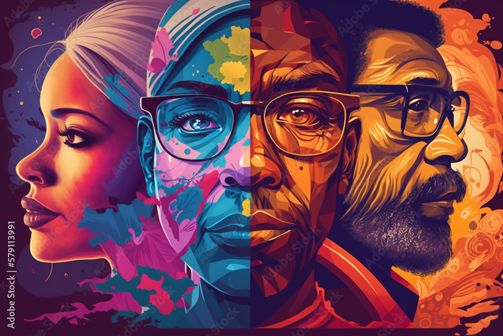 Diversity of people, created by a neural network, Generative AI ...