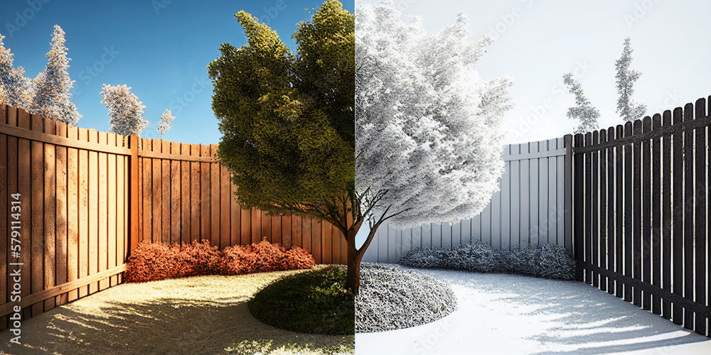 split comparison view of different summer vs winter seasons, aging or ...