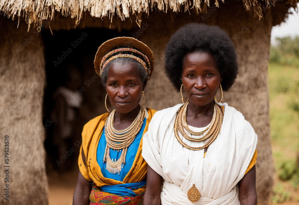 Generative AI illustration of native black women in traditional clothes ...