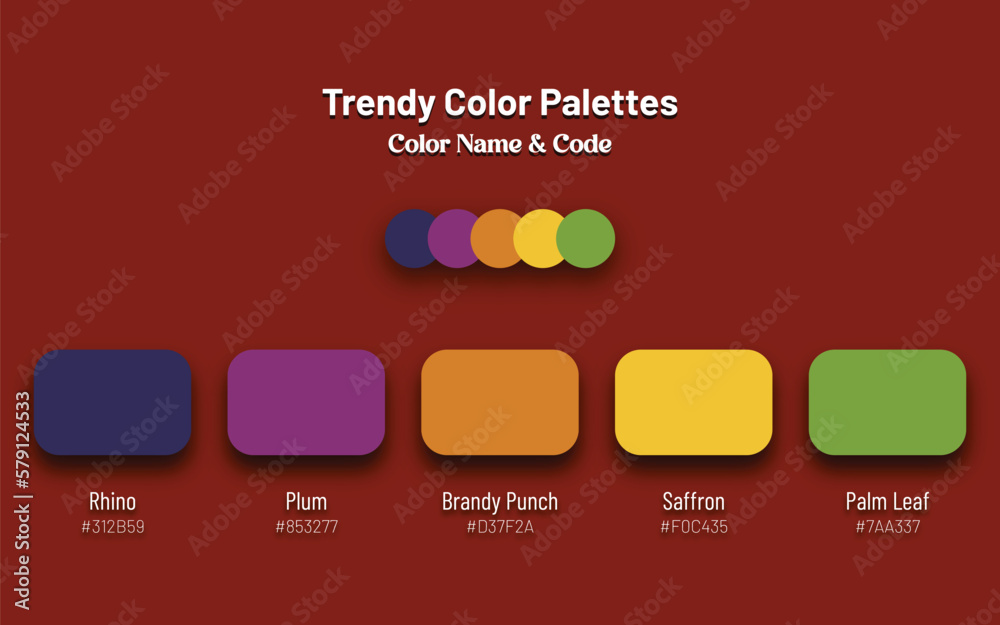 Abstract trendy color palettes set, color name with code, background ...