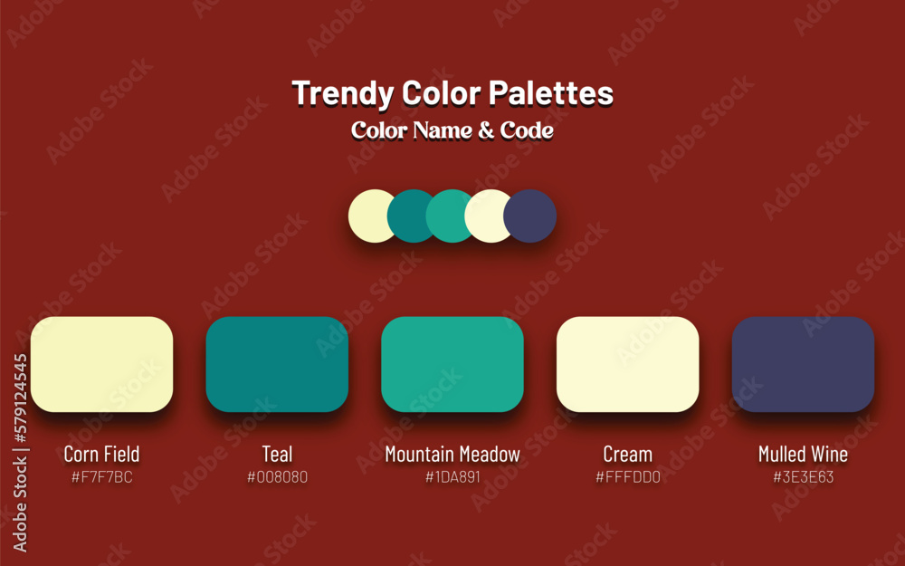 Abstract trendy color palettes set, color name with code, background ...