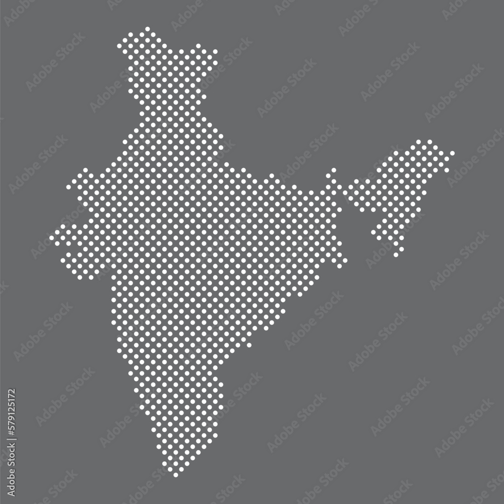 India map dot on gray background. Dotted map Republic of India. Vector ...