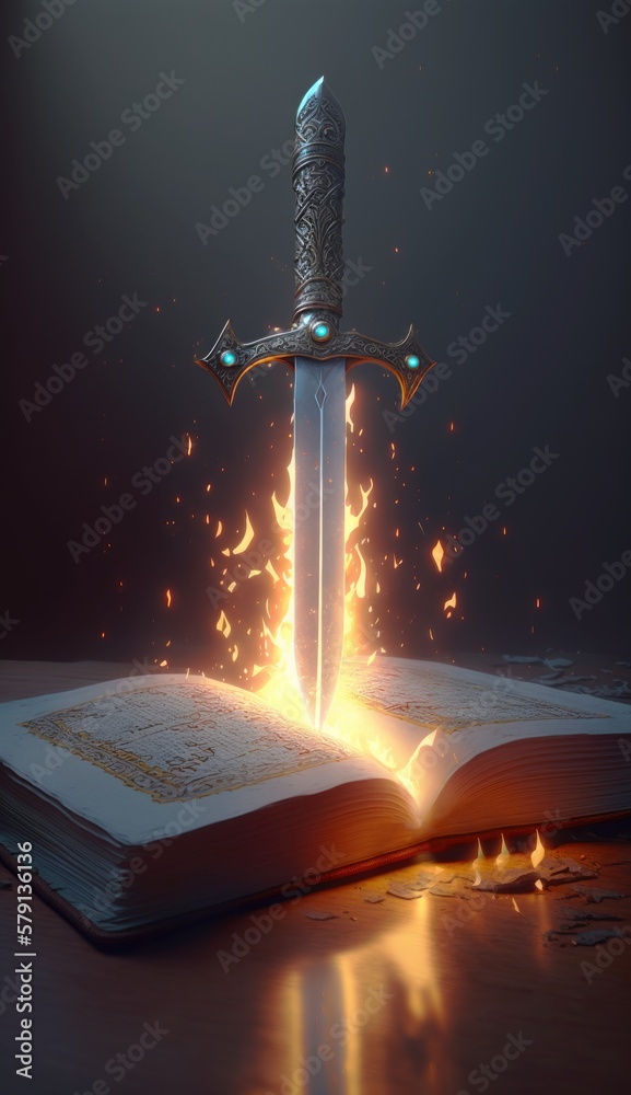 The Bible Word of God Sword of Fire the Gospel of Salvation Stock ...