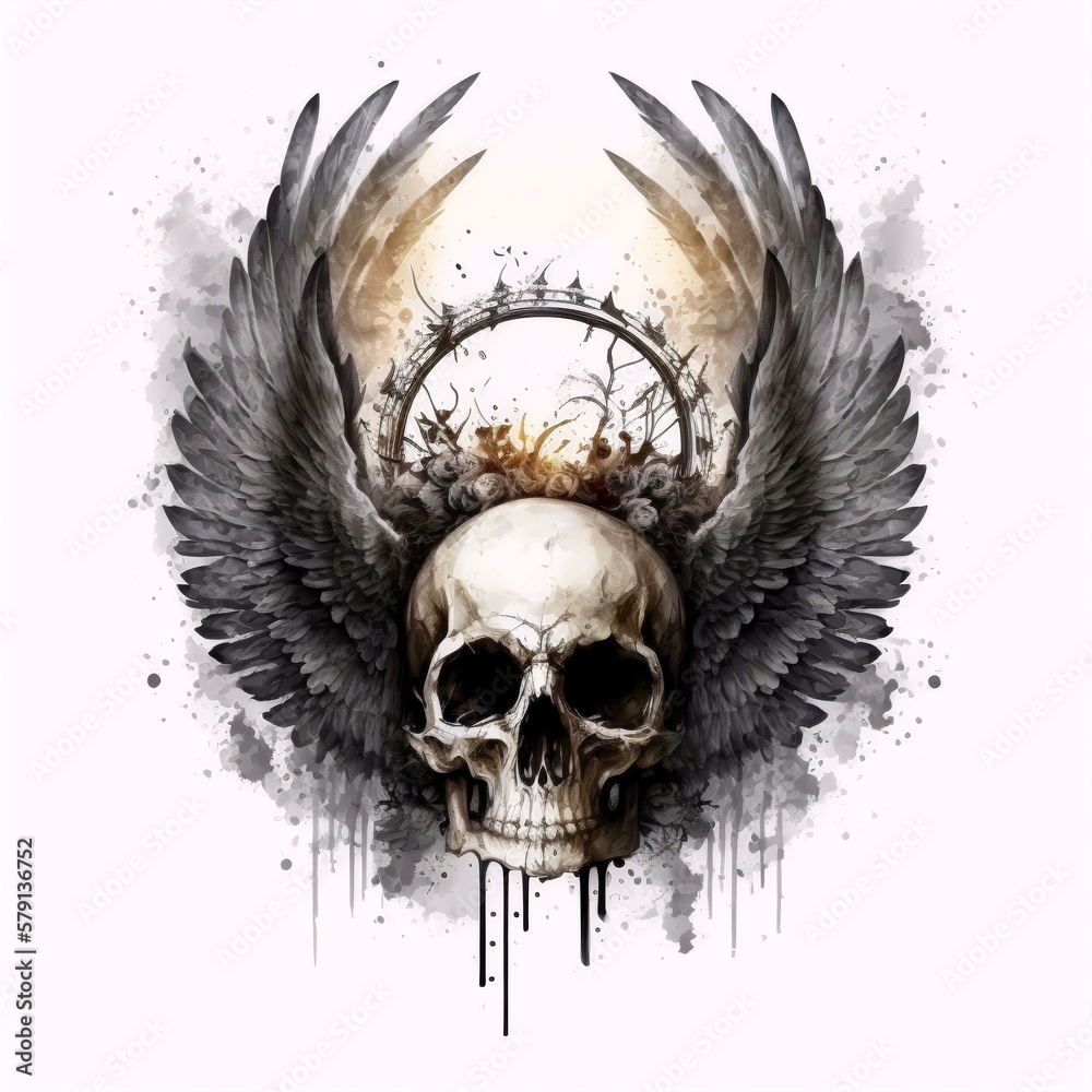 Magnificent Death Angel Design Stunning Artwork of Morphing Skulls and ...