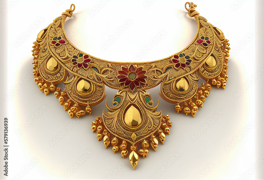 gold jewelry with white background Stock Illustration | Adobe Stock