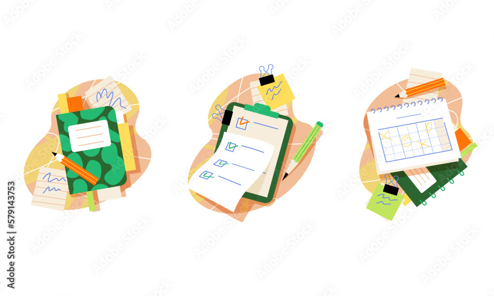Vetor de Work in progress concept. Notes, to do list and deadline ... Vetor de Work in progress concept. Notes, to do list and deadline ...
