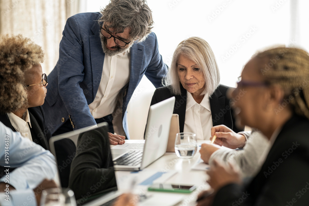 group of business people of different ages at the meeting - multiracial ...