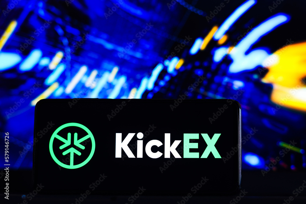 March 8, 2023, Brazil. In this photo illustration, the KickEX logo seen ...